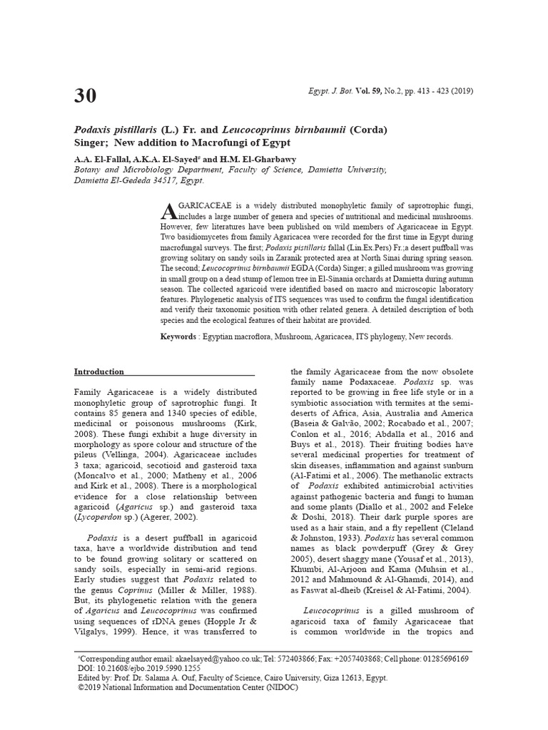 Podaxis Pistillaris | PDF | Fungus | Biology