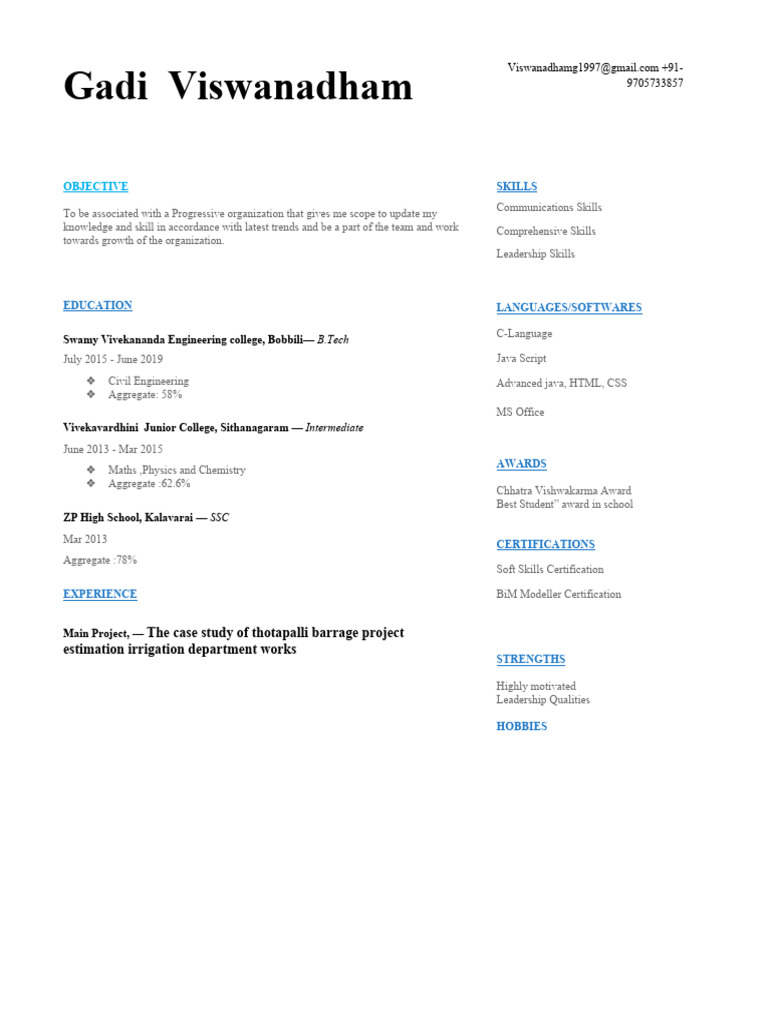Fresher Resume | PDF | Computing | Software Engineering