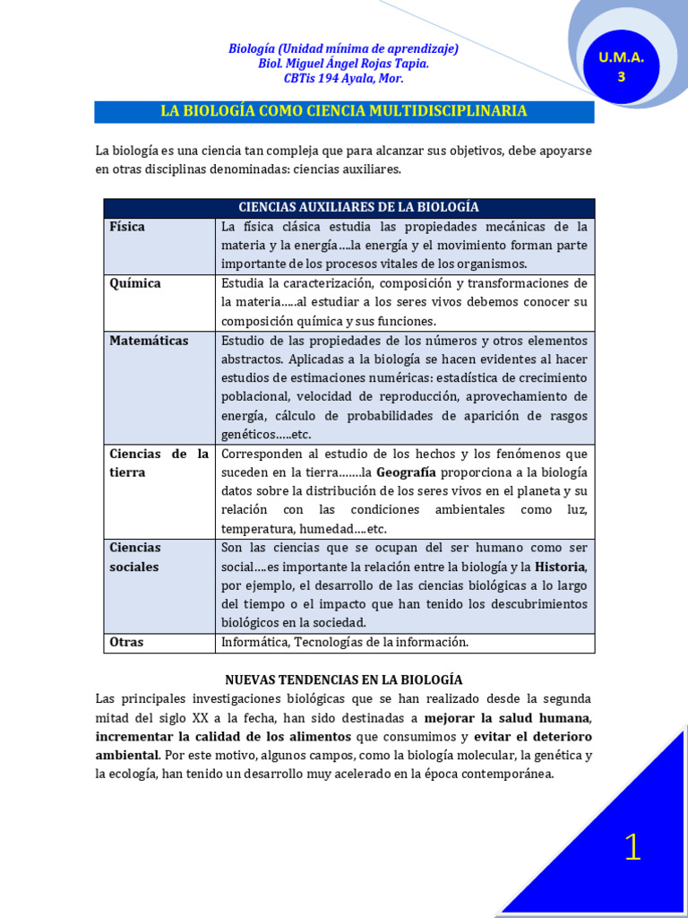 uma 3 BIOLOGÍA_Multidisciplinaria | PDF