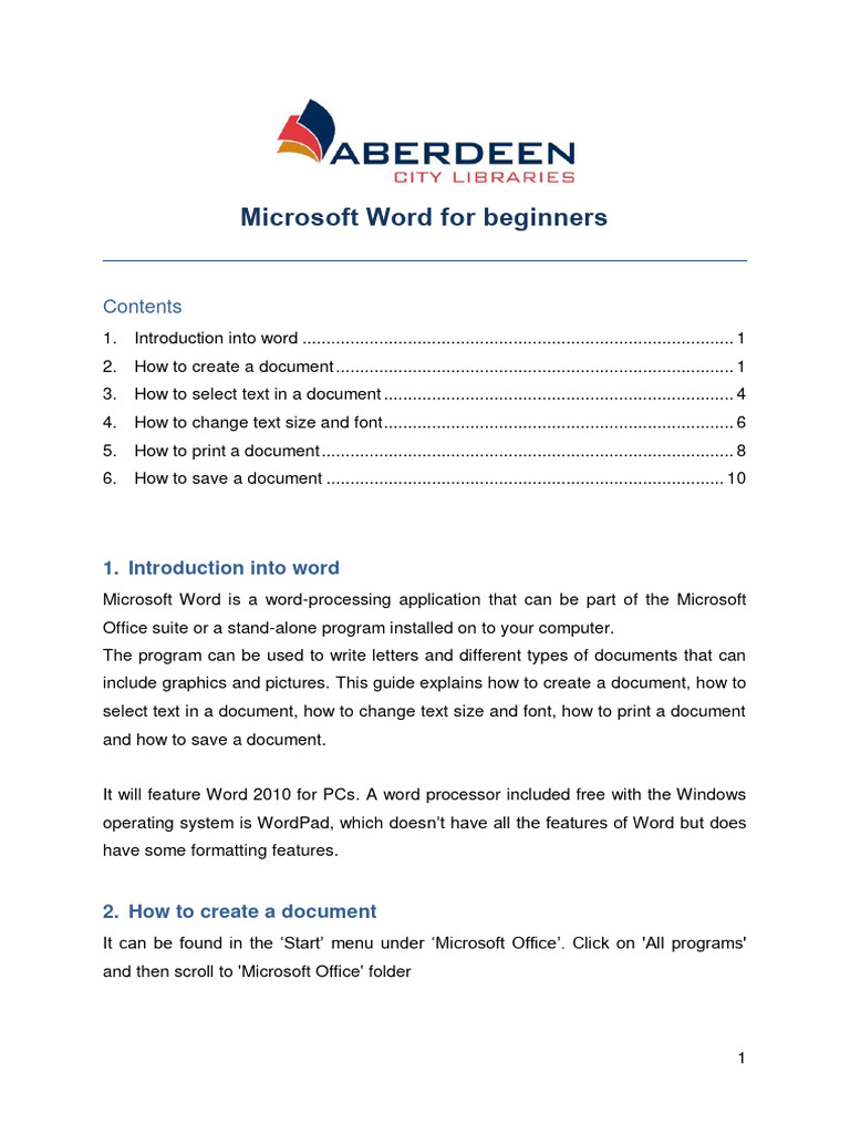 Microsoft Word For Beginners | PDF | Cursor (User Interface ...