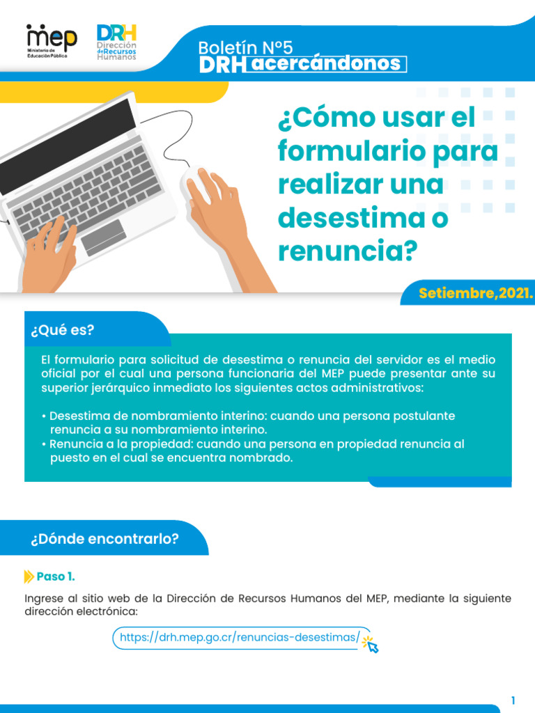 Guía para Desestimar o Renunciar MEP | PDF | Educación de la primera ...