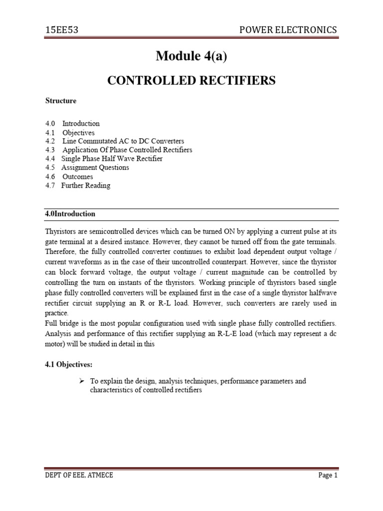 Module 4 (A) : Controlled Rectifiers | PDF | Rectifier | Power Electronics