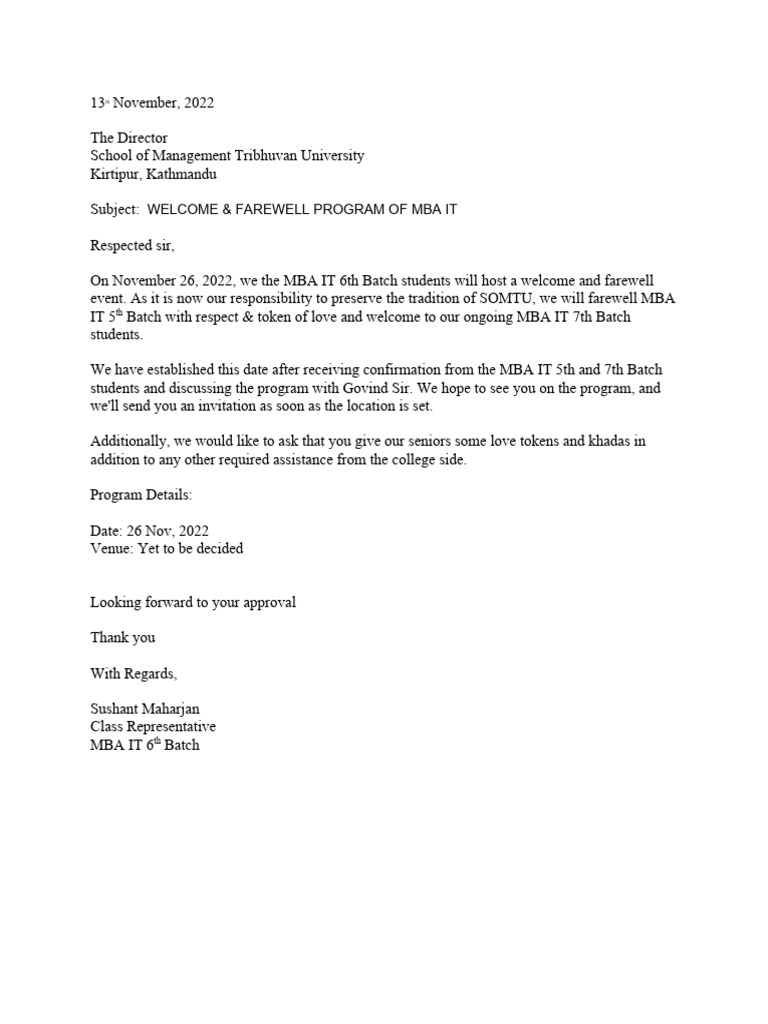 Welcome & Farewell Program | PDF