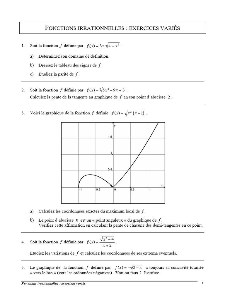 Fcts Irrationnelles Exs | PDF
