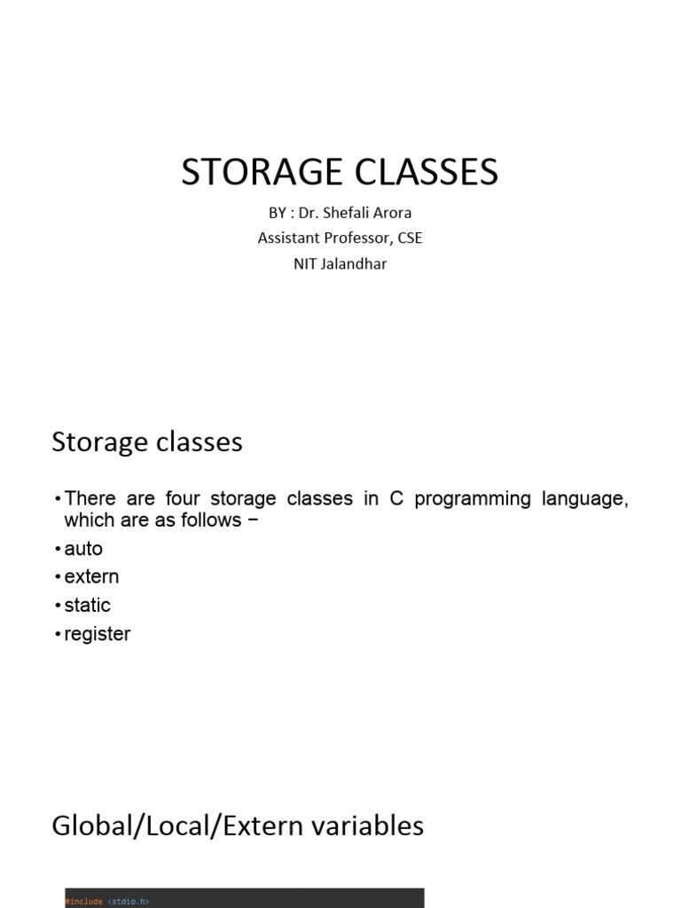 Storage Classes & Arrays | PDF