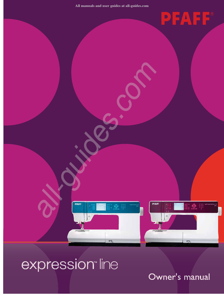 Pfaff Expression Line 1 Sewing Machine Instruction Manual | Download ...
