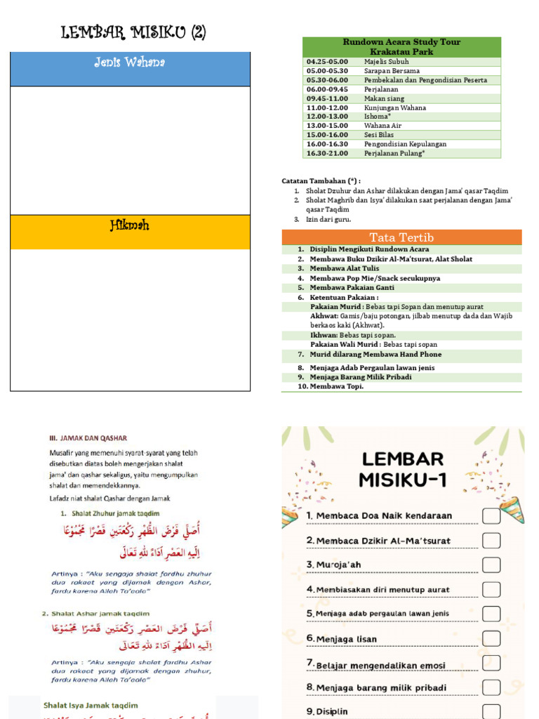LEMBAR MISIKU - Studytour | PDF