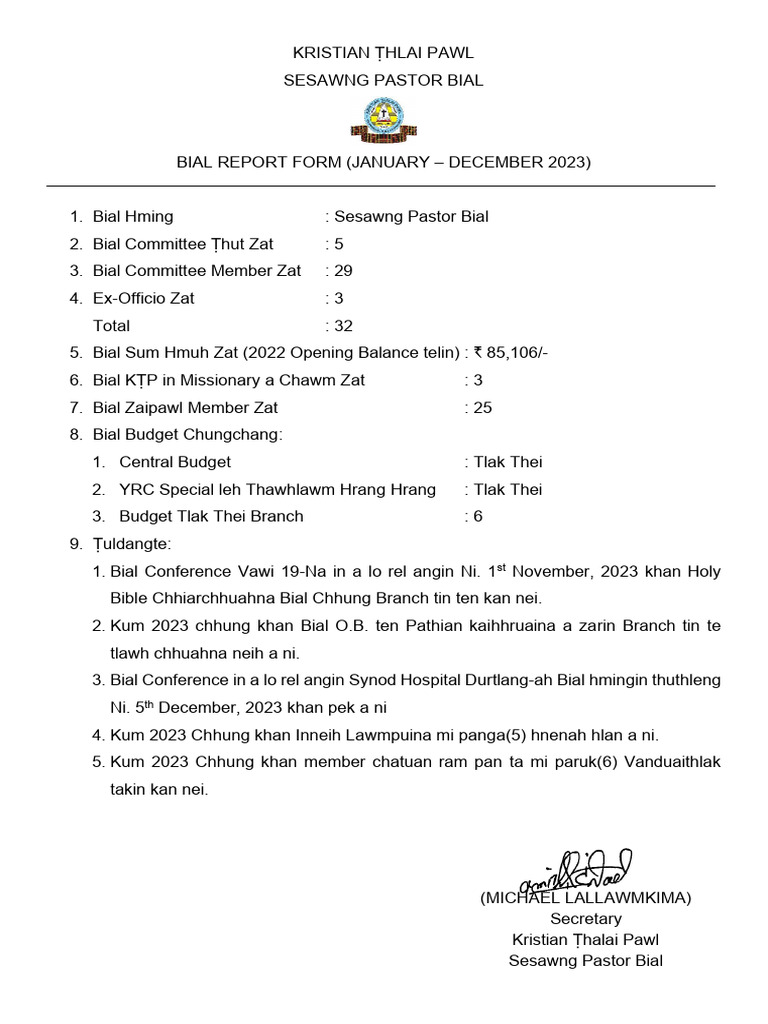 Bial Report Form 2024 | PDF