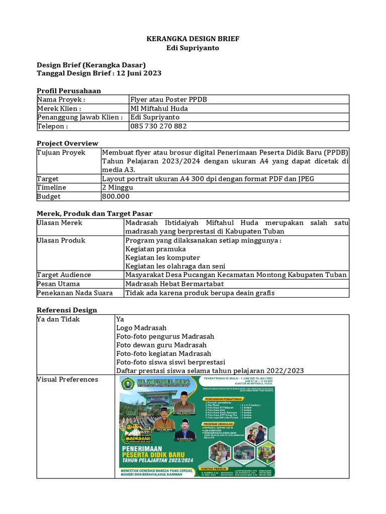 Contoh Design Brief Pdf
