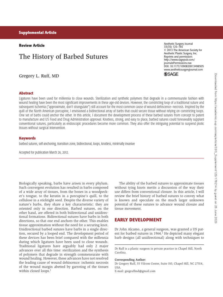 History of Threads Methods | PDF | Surgical Suture | Surgery