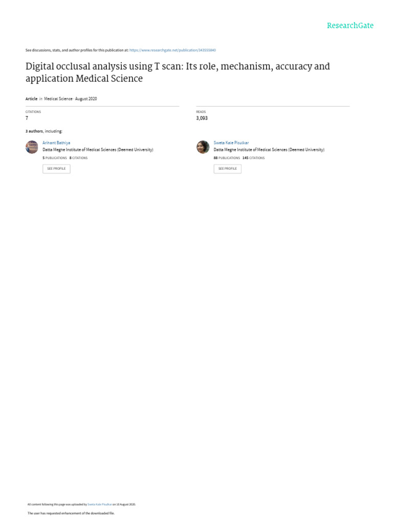 Digitalocclusalanalysisusing Tscan | PDF | Dental Implant ...