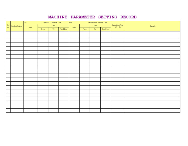Machineparameter Settingrecord | PDF