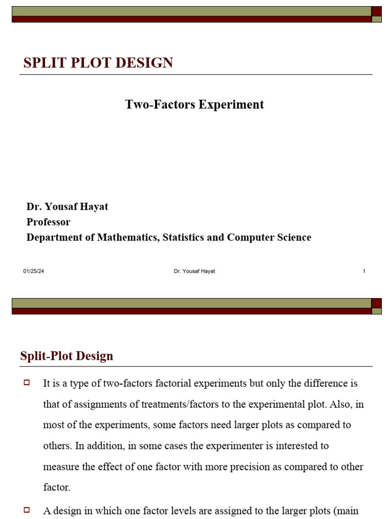 Split Plot Design | PDF | Experiment | Teaching Mathematics