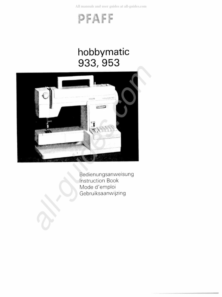 Pfaff Hobbymatic 933 Sewing Machine Instruction Manual | PDF | Seam (Sewing) | Textiles