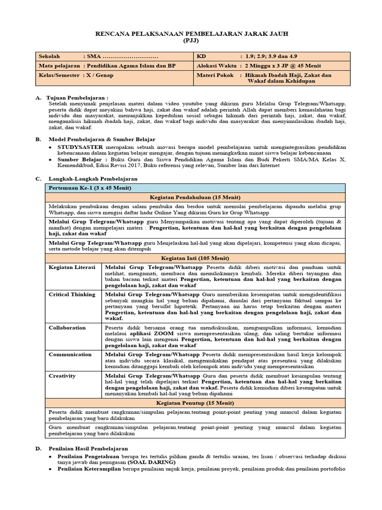 RPP Hikmah Ibadah Haji, Zakat Dan Wakaf | PDF