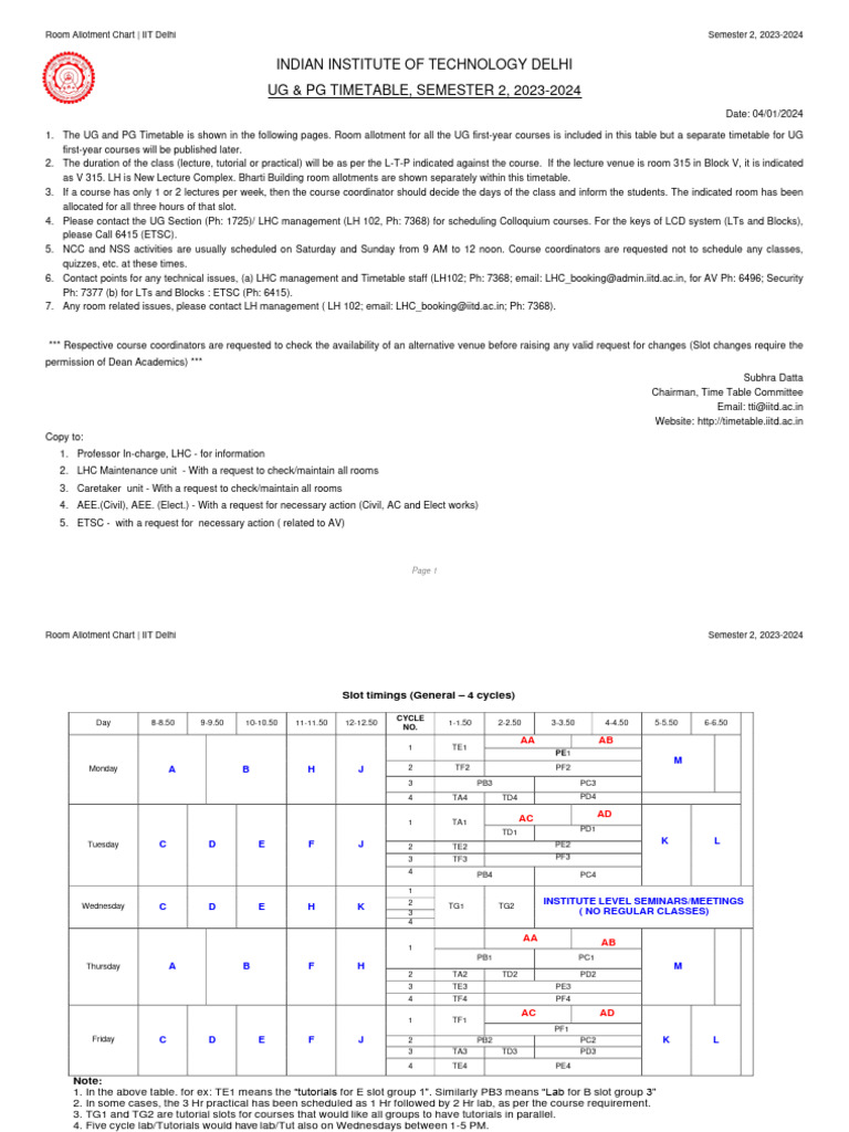 Room_Allotment_Chart_2023_2024_2_1704384049 | PDF | Academia