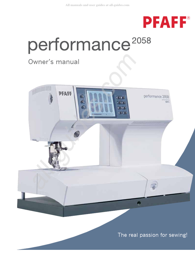 Pfaff Performance 2058 Sewing Machine Instruction Manual | PDF | Sewing Machine | Seam (Sewing)