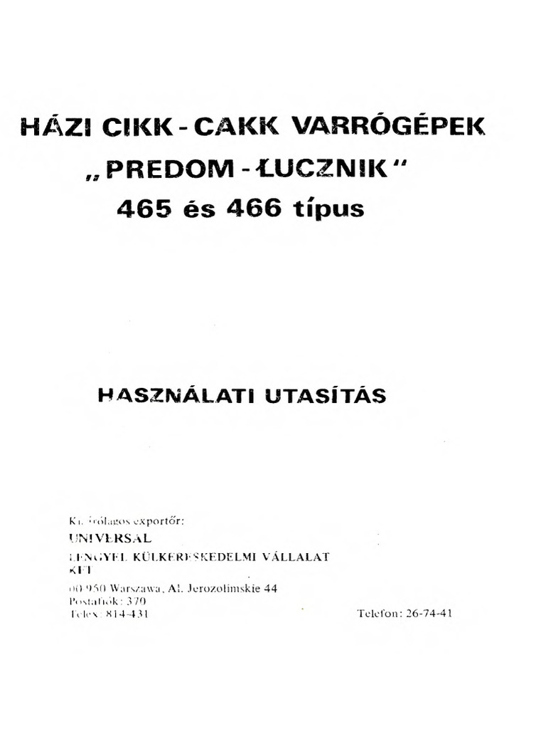Varrógép, Predom - Lucznik 465-466 | PDF
