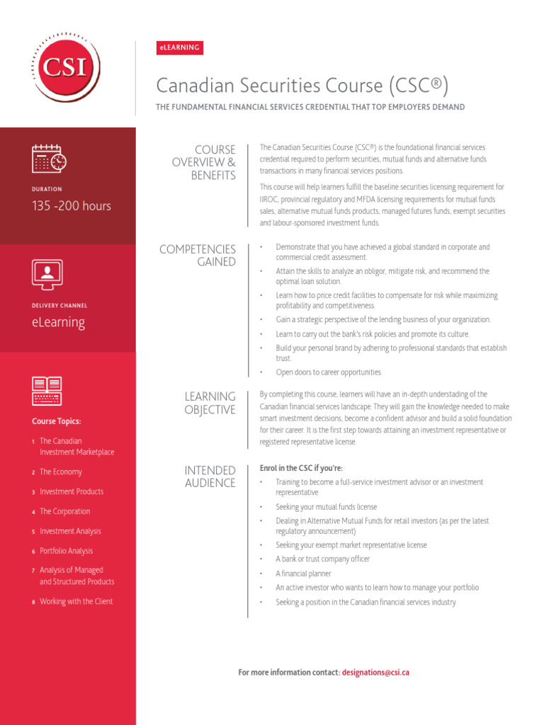 CSC Brochure | Download Free PDF | Securities (Finance) | Investing