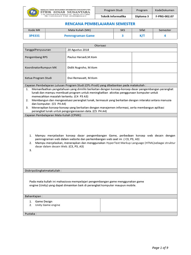 Pemrograman Game dengan Unity | PDF