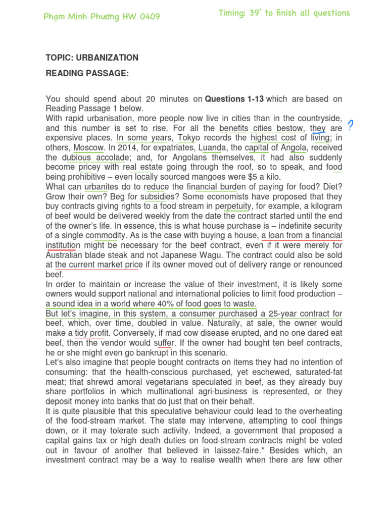 Reading Practice. Urbanization | PDF | Cost Of Living | Stocks