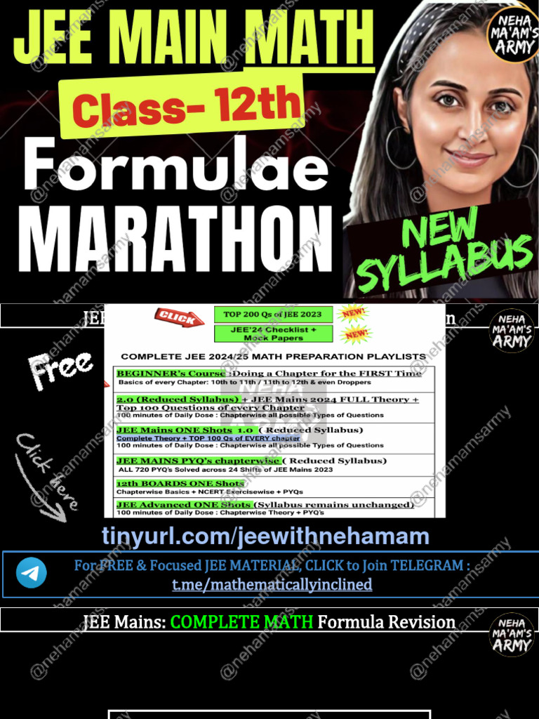 JEE Mains Formula Revision - Class 12 - Watermark | PDF