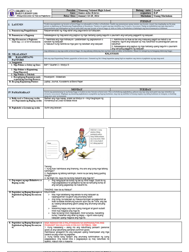 GRADE 7 - EsP DLL | PDF