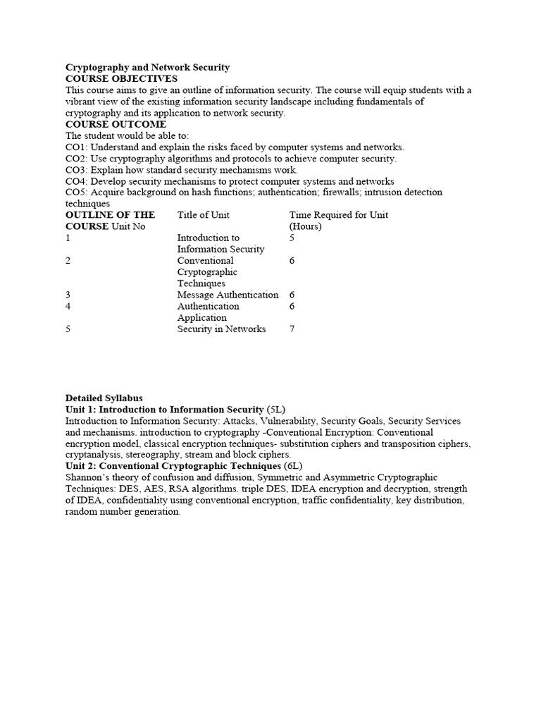 Cryptography and Network Security | PDF | Cryptography | Cipher