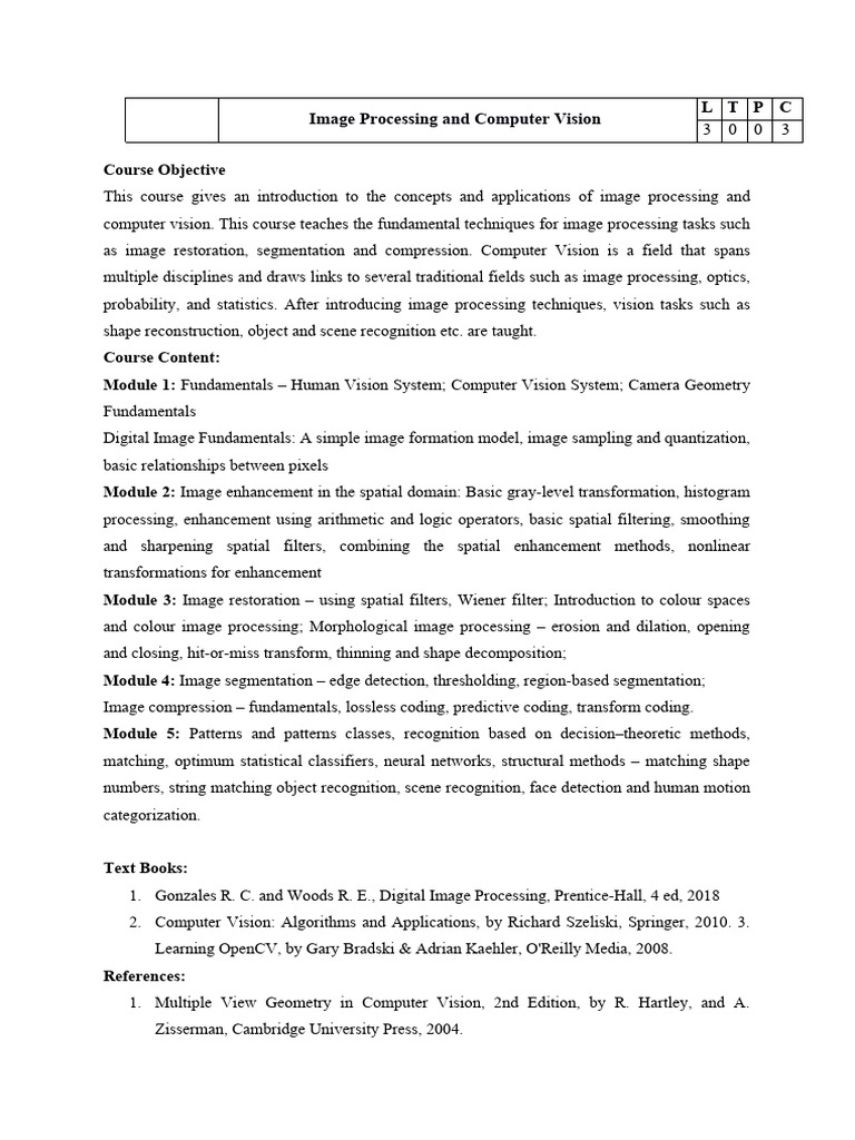 Image Processing and Computer Vision | PDF