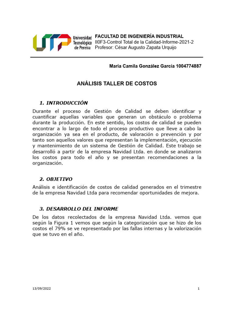 Ii0f3-02-Taller Costos | PDF | Business