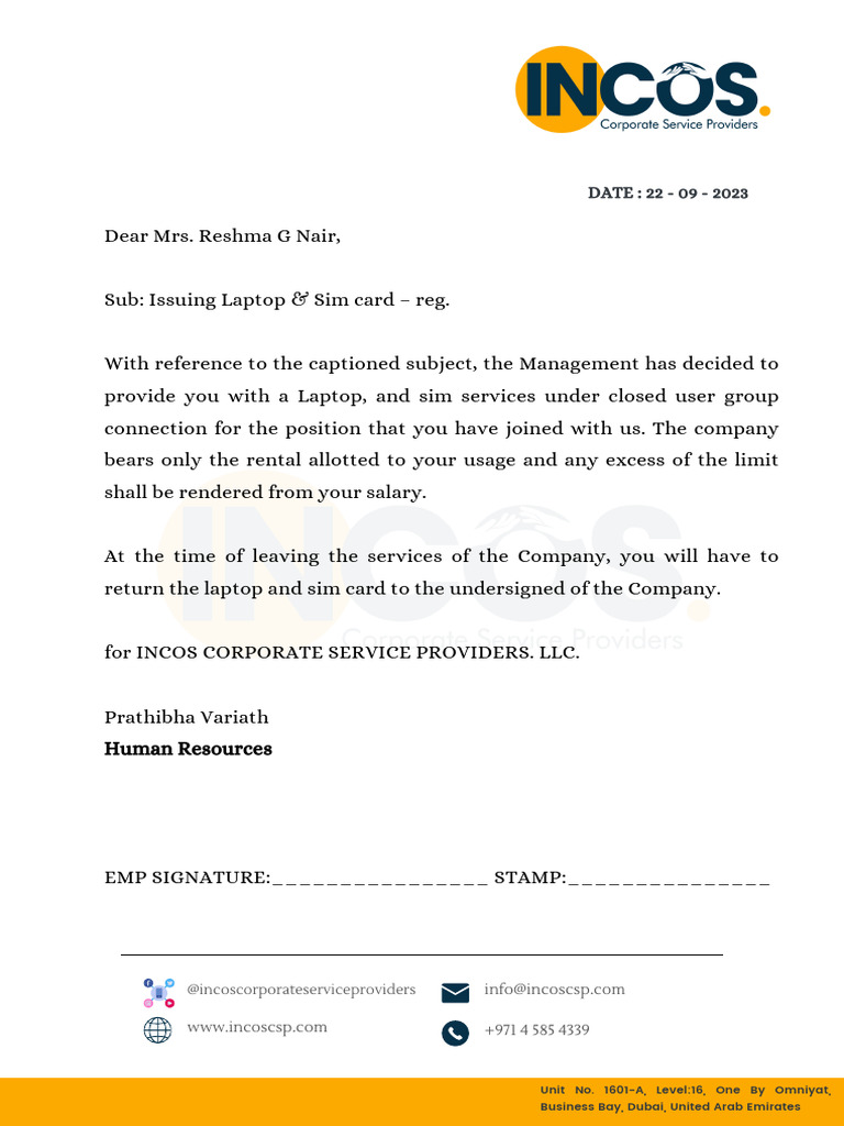 Asset Issuance Certificate - Incos | PDF | Business | Finance & Money ...