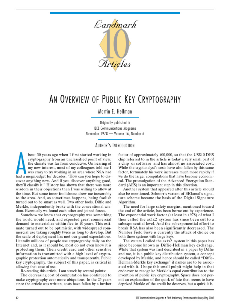 Overview Public Key Cryptography 1 | PDF | Public Key Cryptography ...