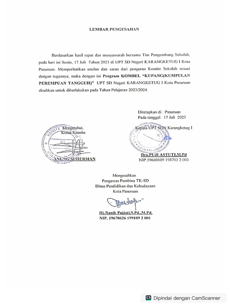 Pengesahan Program Kombel | PDF