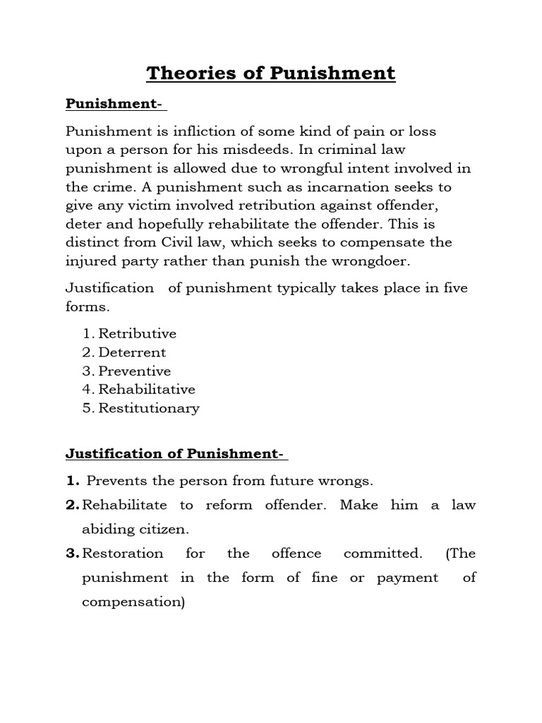Theories of Punishment - Docx 9169 | PDF | Punishments | Crimes
