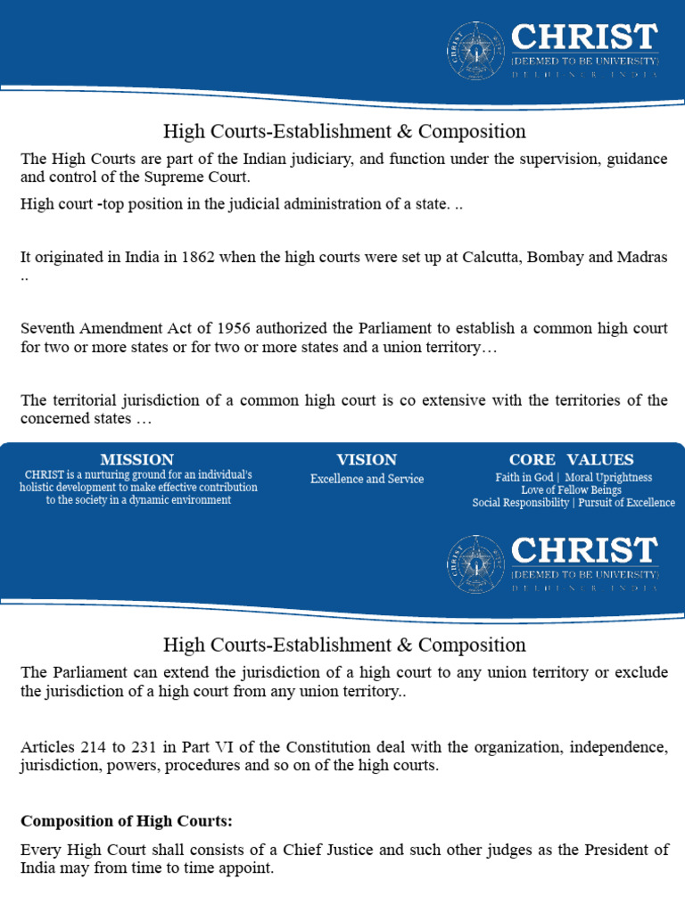 High Courts in India: Structure and Jurisdiction | PDF | Jurisdiction ...