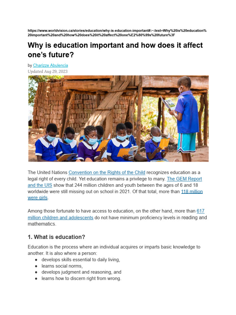 Article 1 - What Is Education Why Important | PDF