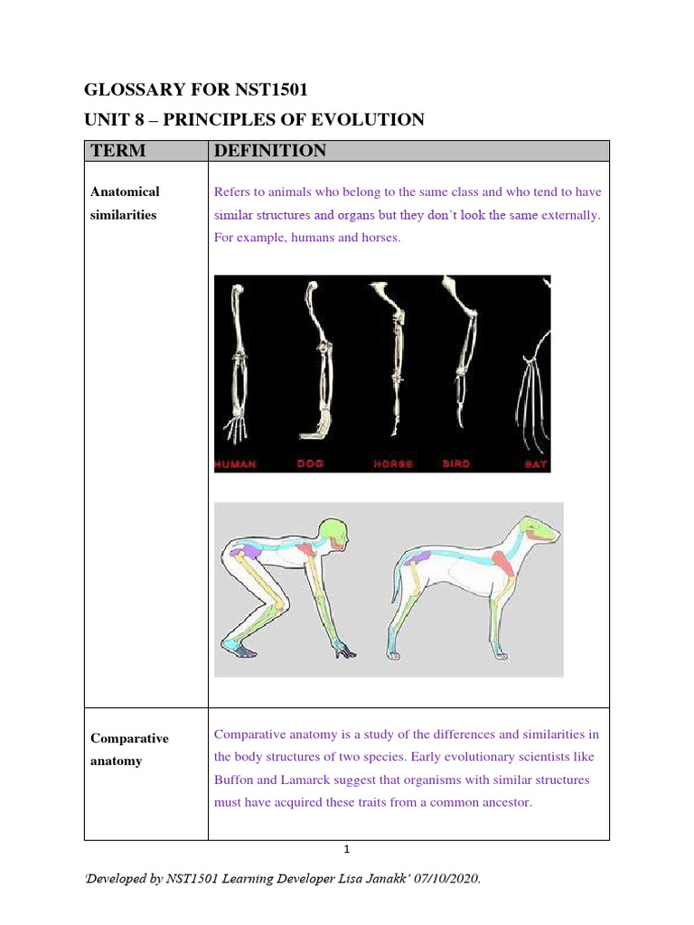 Glossary of Evolutionary Principles | PDF | Evolution | Heredity