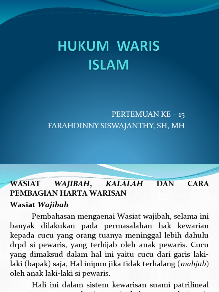 Pembagian Wasiat Wajibah dan Kalalah | PDF
