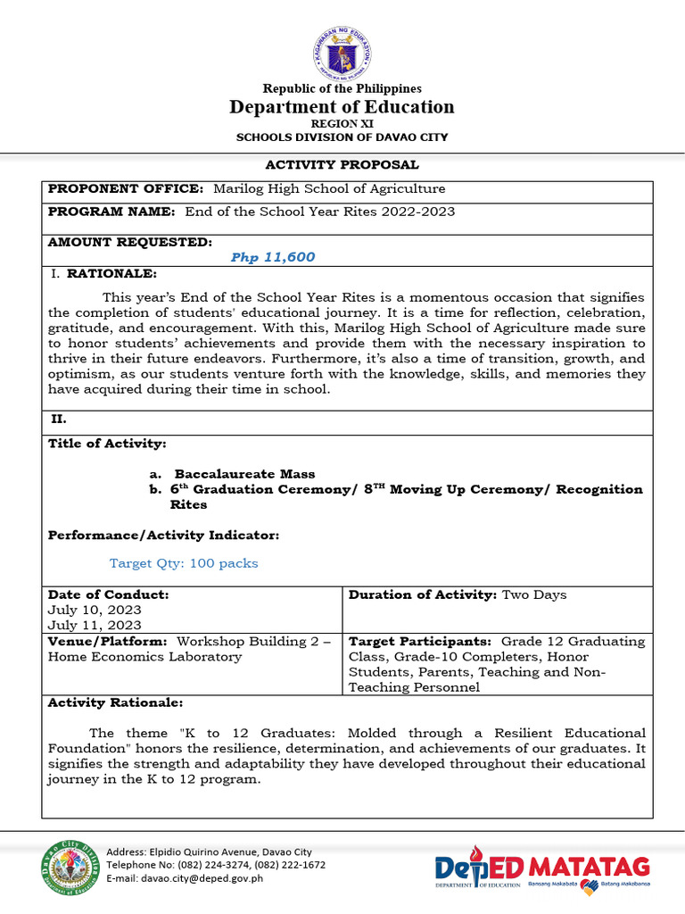 Year End Rites Activity Proposal | PDF