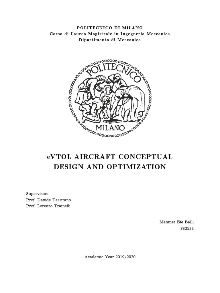 eVTOL Aircraft Design and Optimization | PDF | Lift (Force) | Flight