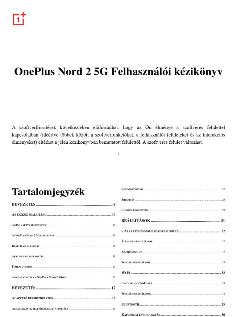 OnePlus+Nord+2 User+Manual HU | PDF