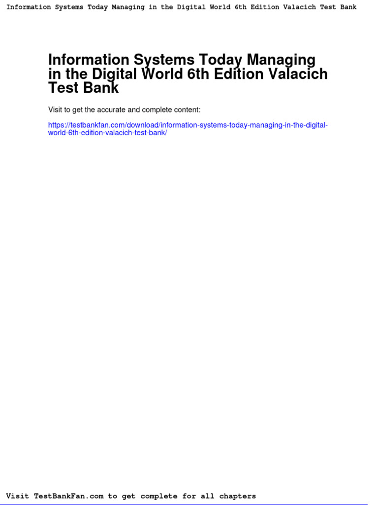 Dwnload Full Information Systems Today Managing in The Digital World ... Dwnload Full Information Systems Today Managing in The Digital World ...