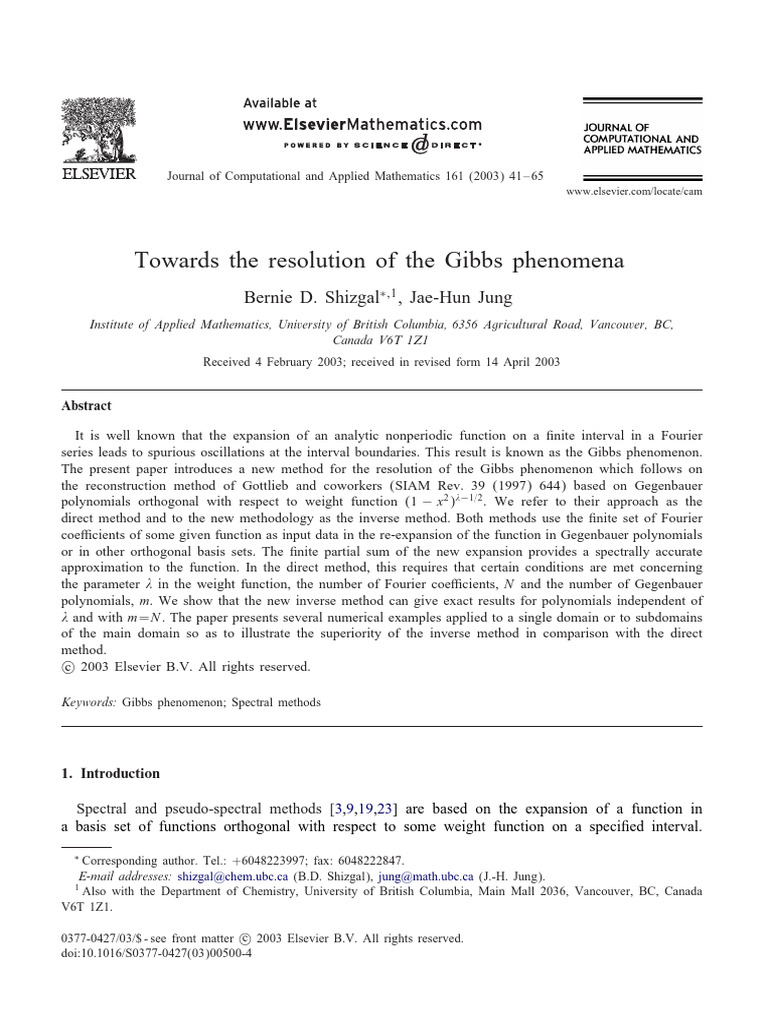 Resolving Gibbs Phenomenon with Inverse Method | PDF | Fourier ...