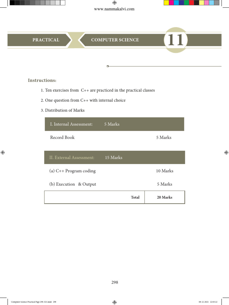 Namma Kalvi 11th Computer Science Practical Hand Book English Medium | PDF | Namespace | C++