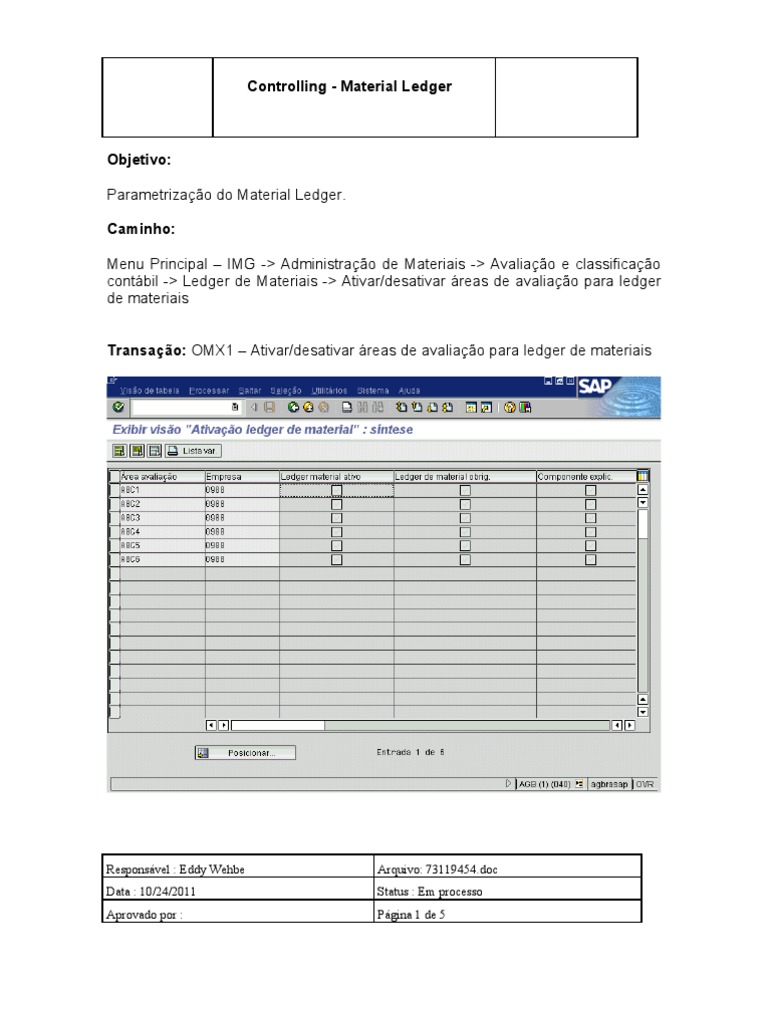 Customizing CO - Material Ledger | PDF