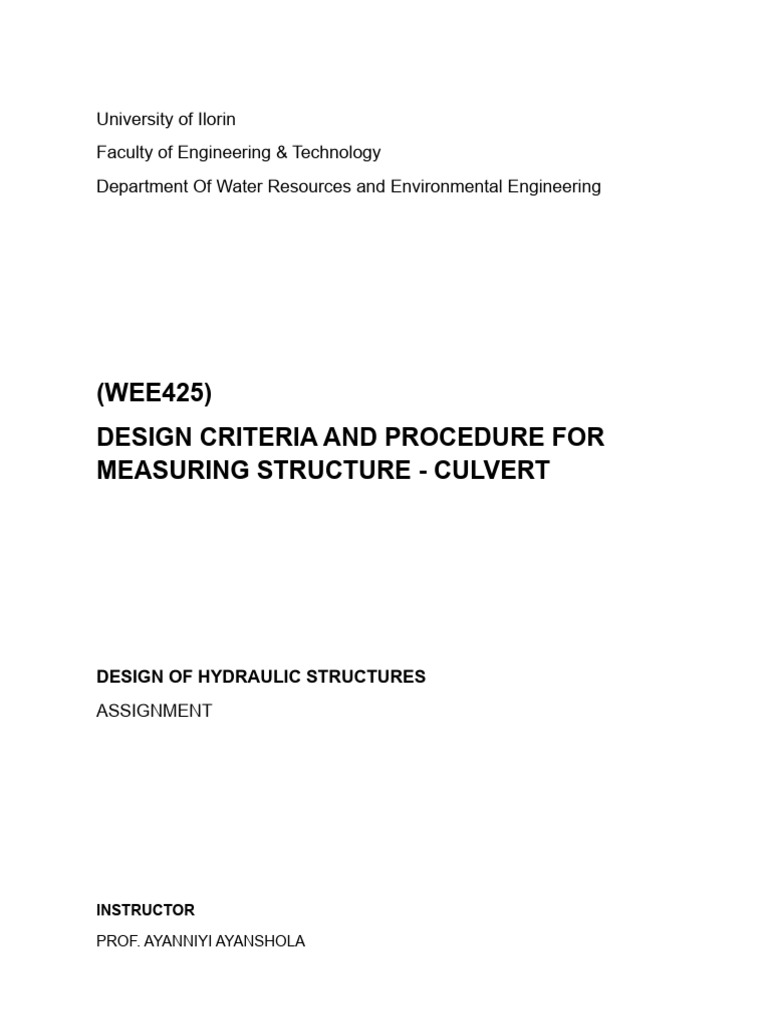 Culvert Design | PDF | Flow Measurement | Chemical Engineering