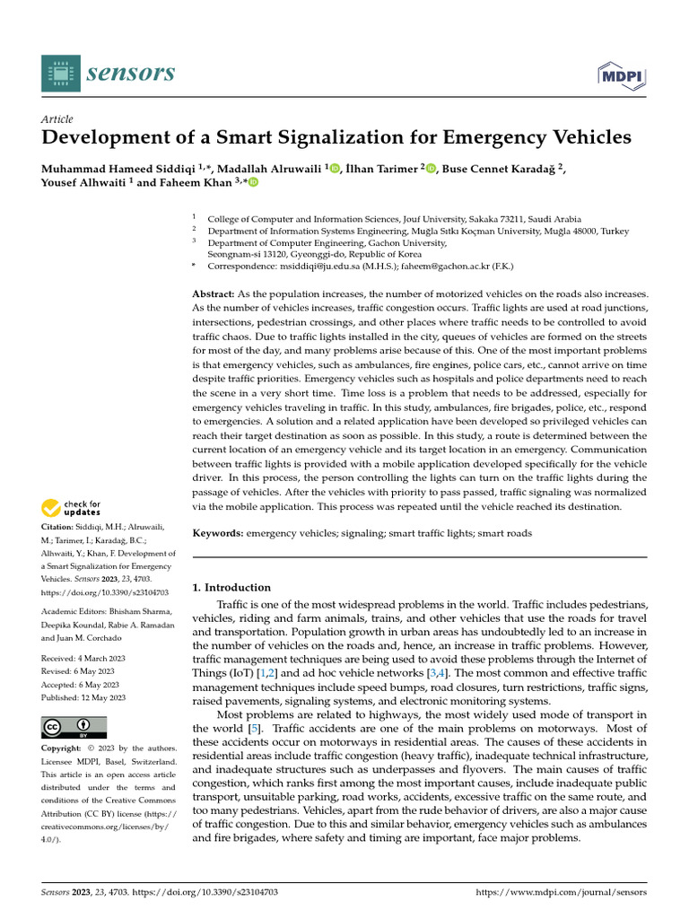 Development of A Smart Signalization For Emergency Vehicles | PDF ...
