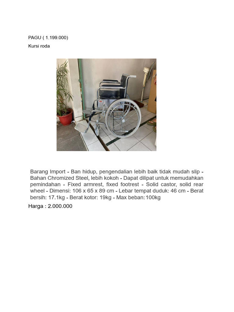 Pembanding Harga e Katalog Kursi Roda | PDF