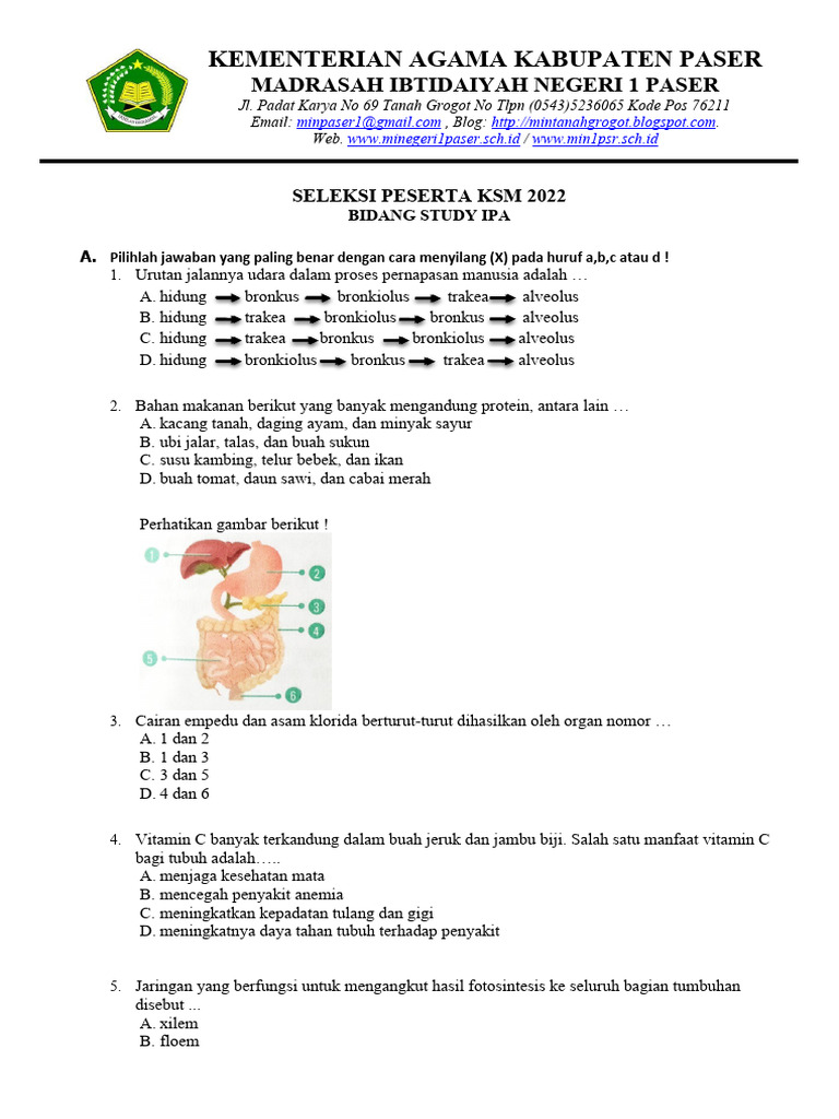 Soal Seleksi KSM Ipa 2022 | PDF