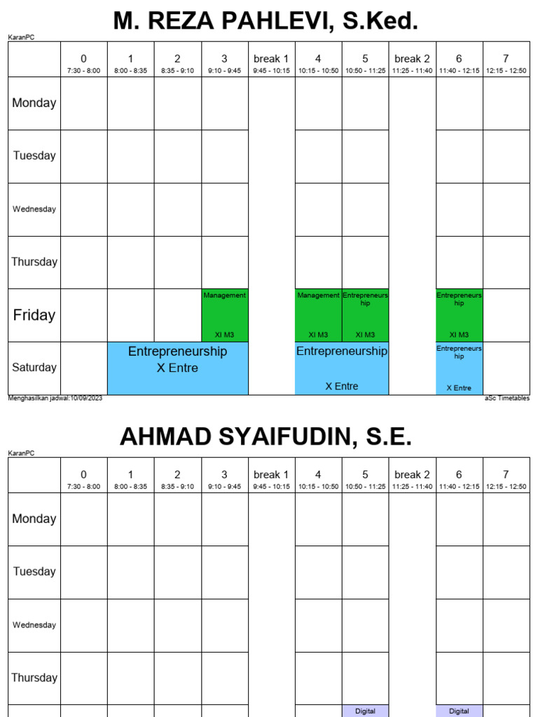 Teacher Schedule 03 (2023-2024) | PDF